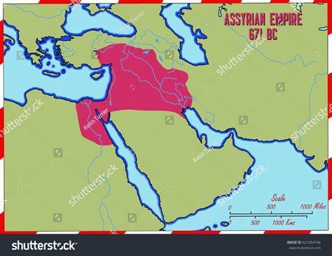 Original Hand Drawn Map Assyrian Empire Stock Illustration 621054746