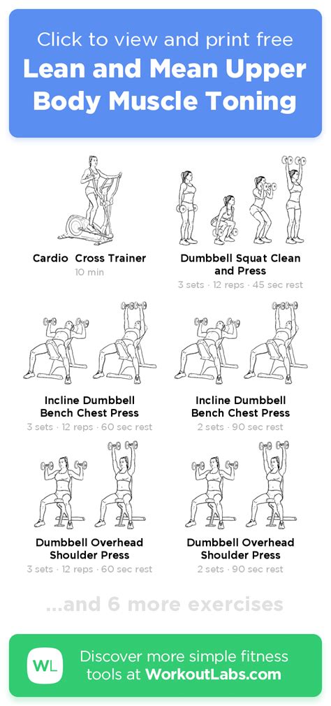 Lean And Mean Upper Body Muscle Toning Click To View And Print This