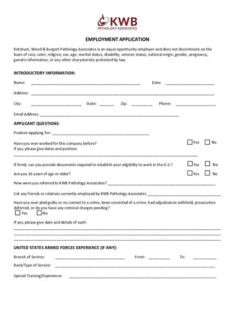 Fillable Online Free Job Application Form Standard Template Pdf