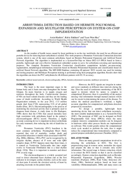 pdf arrhythmia detection based on hermite polynomial expansion and