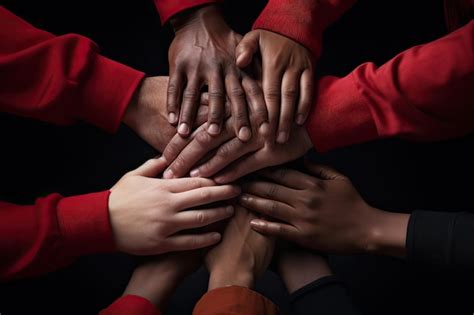 Premium Photo Group Of Diverse Young People Joining Hands In A Circle On Black Background