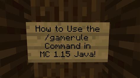 How To Use The Gamerule Command In Minecraft 1 15 Java Edition Youtube