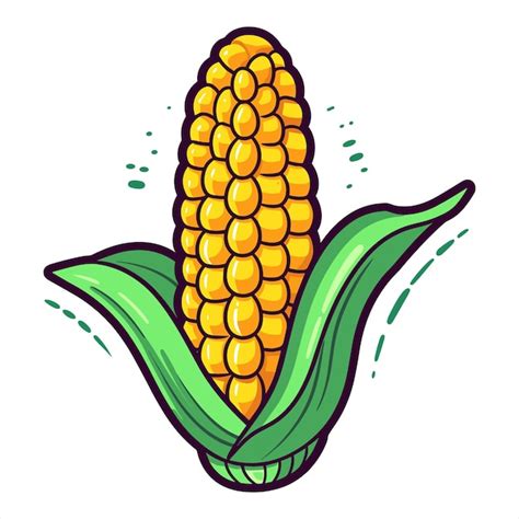 Corn Cartoon Style 2d Vector Flat Icon Premium Ai Generated Vector