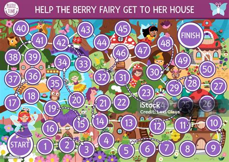 마법의 숲 배경을 가진 아이들을 위한 우드랜드 요정 주사위 보드 게임 동화 공주 보드 게임 탁상용 활동 어린이를 위한 인쇄