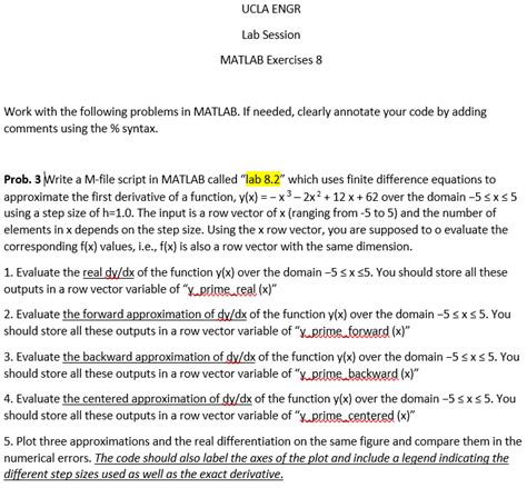 Solved Ucla Engr Lab Session Matlab Exercises 8 Work With