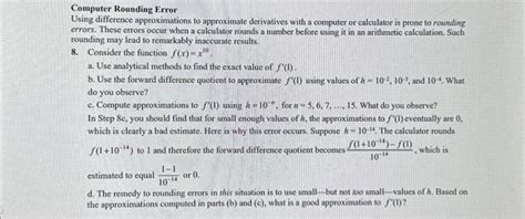 Solved Computer Rounding Error Using Difference