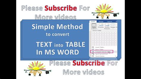simple method to convert text into table in msword youtube