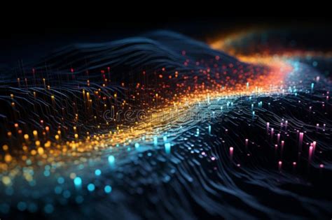 dynamic data flow 3d stream art merges cyberpunk blockchain