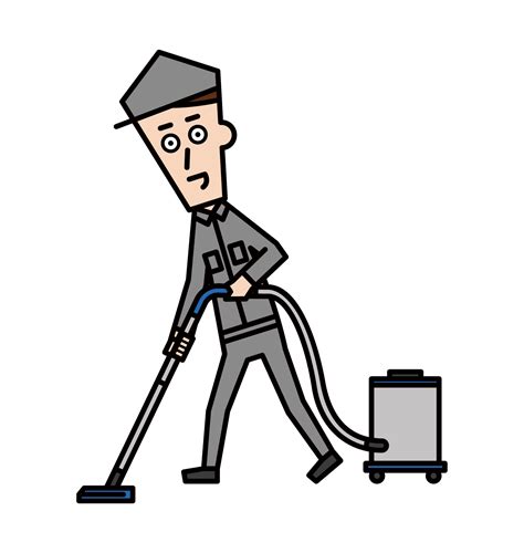 청소부의 그림 남성 무료 일러스트 소재집 Kukukeke