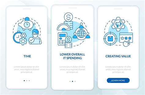 Premium Vector It Outsourcing Benefits Blue Onboarding Mobile App Screen