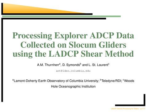 Pdf Processing Explorer Adcp Data Collected On Slocum Gliders Using