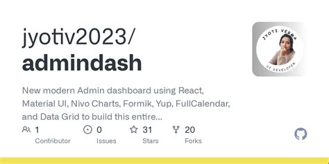 Github Jyotiv2023admindash New Modern Admin Dashboard Using React Material Ui Nivo Charts