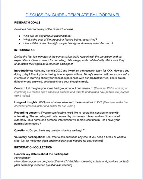 5 Steps To Create A Discussion Guide With Template Looppanel