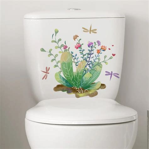 Badu Bg Зелени растителни листа Стикер за тоалетна Wc Самозалепващи стенописни стикери Стикер за