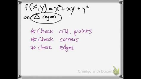 Absolute Max And Min In Multivariable Calculus Youtube