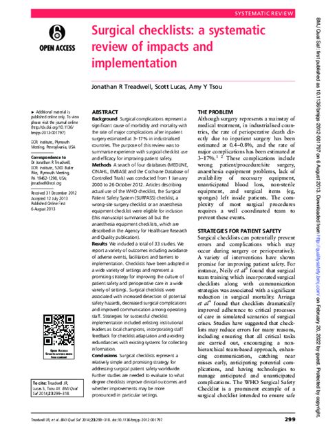 pdf surgical checklists a systematic review of impacts and