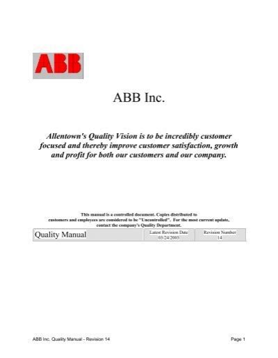 At Quality Manual 1 Qualit Abb Solutionsbank