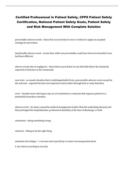 Certified Professional In Patient Safety CPPS Patient Safety Certification National Patient