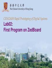 Lab02 First Program On ZedBoard 1 Pdf CENG3430 Rapid Prototyping Of