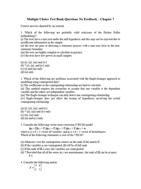 Test Bank Questions Chapter 7 Pdf Hypothesis Statistical Analysis