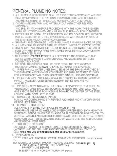 General Plumbing Notes 1 Pdf