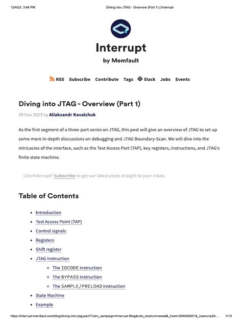 Diving Into Jtag Overview Part 1 Interrupt Pdf