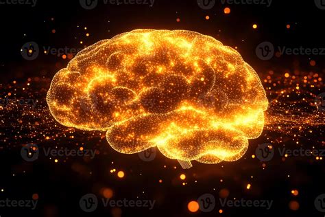 Digital Representation Of A Glowing Brain Concept In A Neural Network Style For Tech Innovation