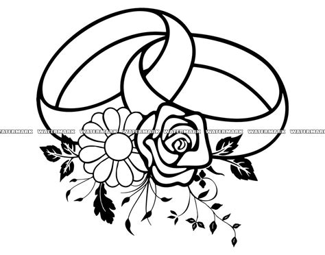 Floral Wedding Ring Svg Cut File Dxf Png Clipart Silhouette