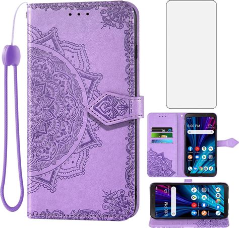 Compatible With Alcatel Tcl A3x A600dl Wallet Case Tempered Glass Screen Protector