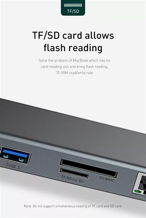 Baseus In HUB Enjoyment Series USB Type C Docking Station Gray Baseus