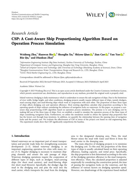 Pdf Csp A Cost Aware Ship Proportioning Algorithm Based On Operation