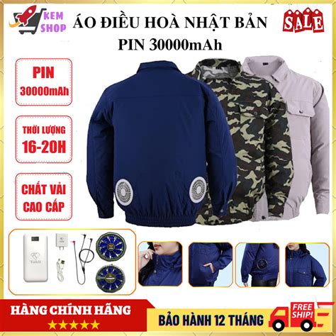 Áo điều hòa Nhật Bản Áo điều hòa quạt gió pin 30000mah sử dụng 14 16h Áo chống nắng có quạt