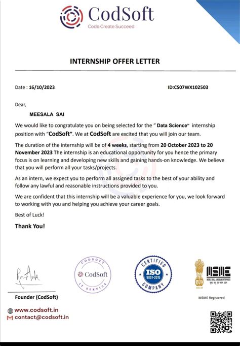 Sai Meesala On Linkedin Codsoft Codesoftinternship