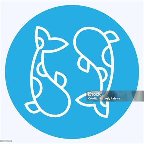 아이콘 잉어 잉어 태국 기호와 관련된 파란 눈 스타일 편집 가능한 간단한 디자인 간단한 그림 간단한 벡터 아이콘 세계 여행 관광 태국어 고급에 대한 스톡 벡터 아트 및 기타