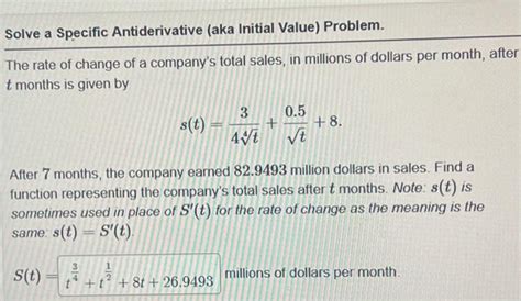 Solved Solve A Specific Antiderivative Aka Initial Value