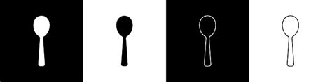 흑백 배경에 격리된 숟가락 아이콘을 설정합니다 조리 기구 칼 붙이 기호 벡터 가정 생활에 대한 스톡 벡터 아트 및 기타 이미지