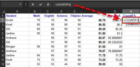 how to use the countifs function in excel in simple way