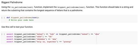 Solved Biggest Palindrome Using The Ispalindrometext
