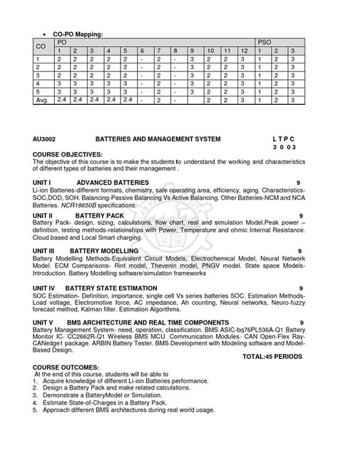 Bms Syllabus Pdf Electrical Engineering Electricity