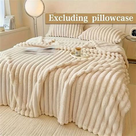 Faux Rabbit Fur Winter Throw Blanket Double Sided