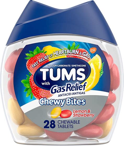 Tums Chewy Bites Antacid With Gas Relief Lemon And Strawberry 28