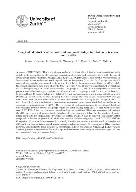 Pdf Marginal Adaptation Of Ceramic And Composite … Marginal Adaptation Of Ceramic And