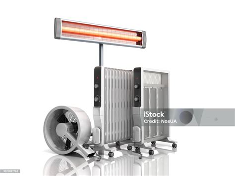 석유로 가득한 장치 대류 팬 난방 및 적외선 히터 화이트에 3d 렌더링 적외선 효과에 대한 스톡 사진 및 기타 이미지 적외선 효과 제어판 0명 Istock