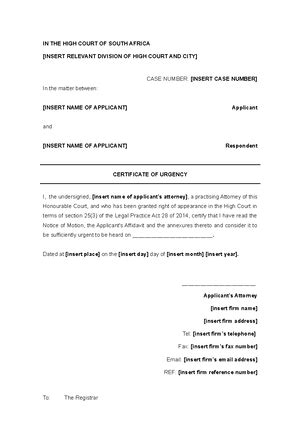 Form Writ Of Execution IN THE HIGH COURT OF SOUTH AFRICA Insert Relevant Division Of