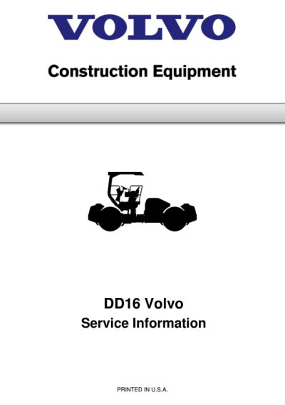 Volvo Dd16 Asphalt Compactors Repair Service Manual