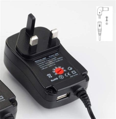 30W Universal Multi Voltage AC To DC Power Adaptor 100 240AC To 3 4 5 5 6 7 5 12 VDC Manual