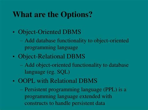 Ppt Advanced Database Systems Module 6 Object Oriented And Object