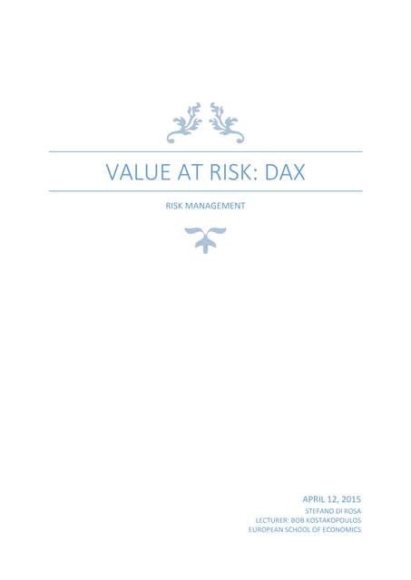 Var Dax Pdf Stocks And Bonds Personal Investing