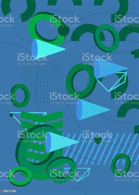 파란색과 초록색 기하학적 그래픽 미니멀 복고풍 테마 배경 빈티지 추상 기하학적 요소 포스터 표지 배경 배너 디자인을 위한 모양 템플릿 가리기에 대한 스톡 벡터 아트 및 기타