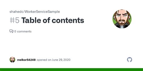 Table Of Contents Issue 5 Shahedc WorkerServiceSample GitHub